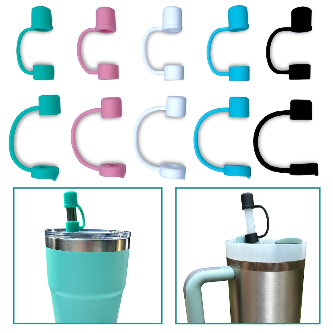 Straw Covers Cap - 10pcs Colorful Silicone Straw Tips Suitable for ...