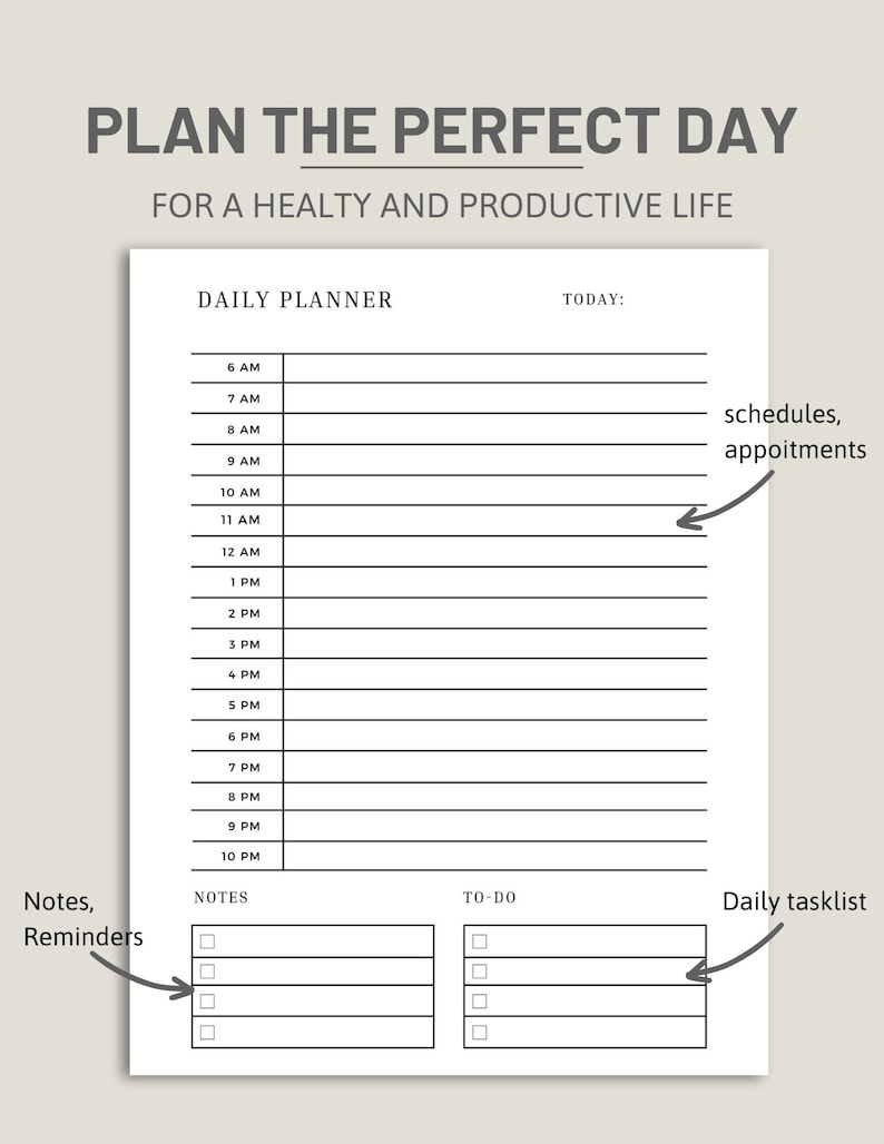 Minimalist Daily Planner Printable Productivity Planner - Etsy