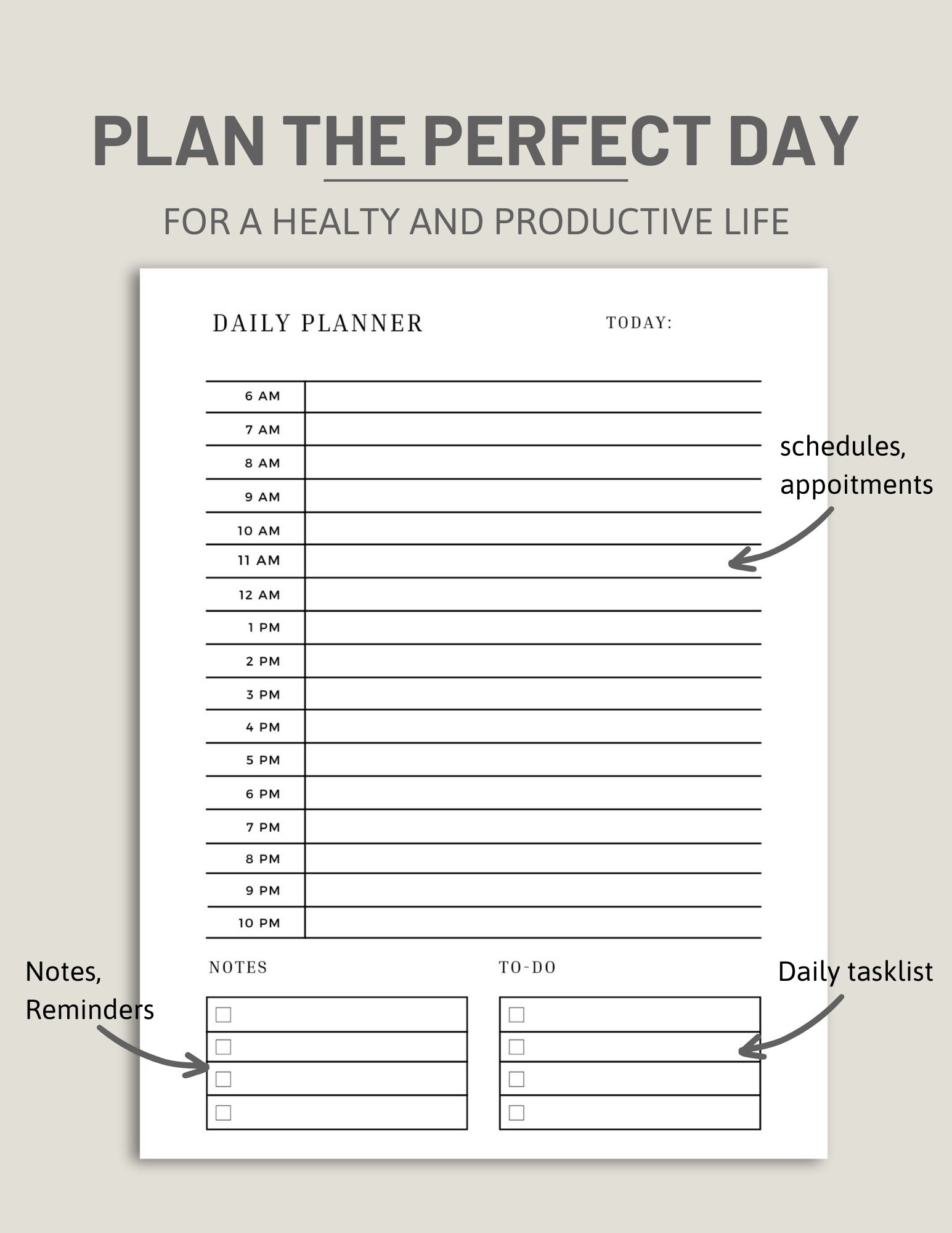 Minimalist Daily Planner Printable Productivity Planner - Etsy