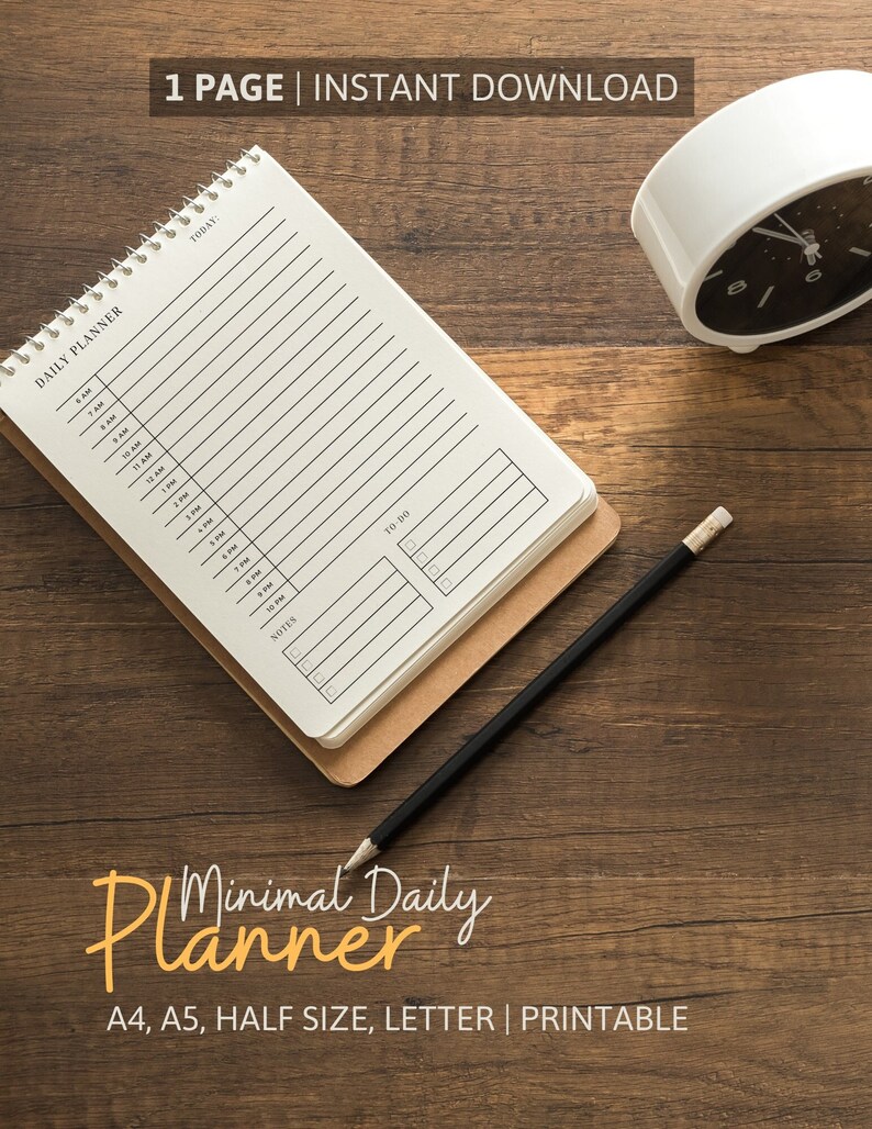 Minimalist Daily Planner Printable Productivity Planner - Etsy