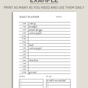 Minimalist Daily Planner Printable Productivity Planner - Etsy