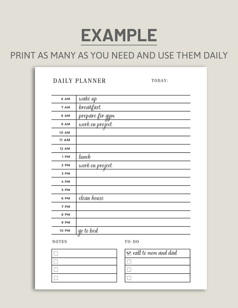Minimalist Daily Planner Printable Productivity Planner - Etsy
