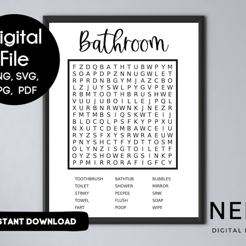Bathroom Word Search - Etsy