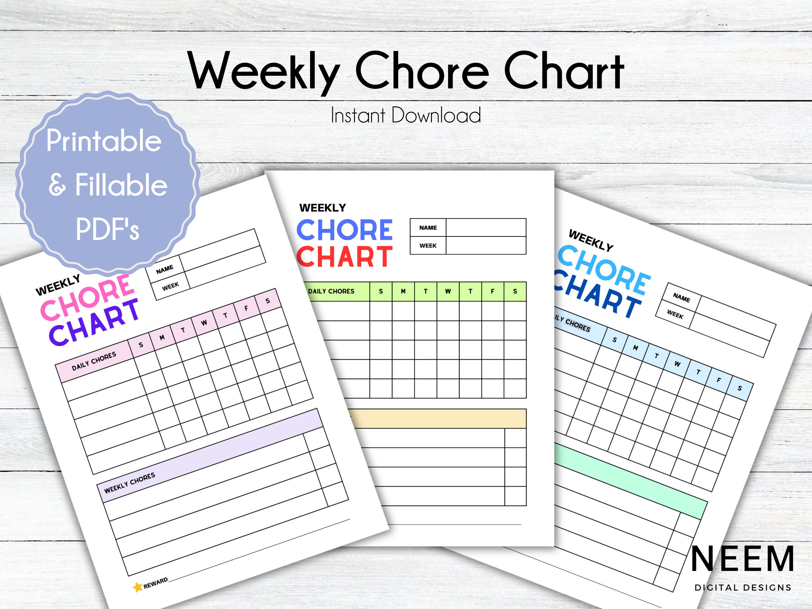 Chore Chart for Kids, Children's Chores, Kids Chore Chart ...