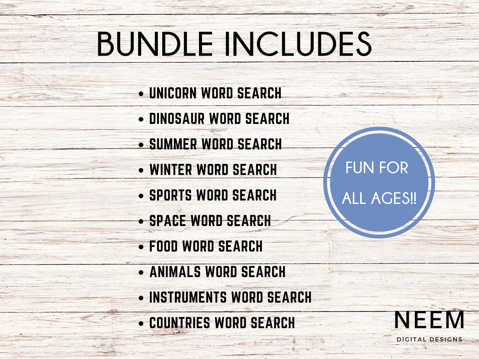 Word Search Fun for Kids, Printable Word Searches, Printable Digital ...