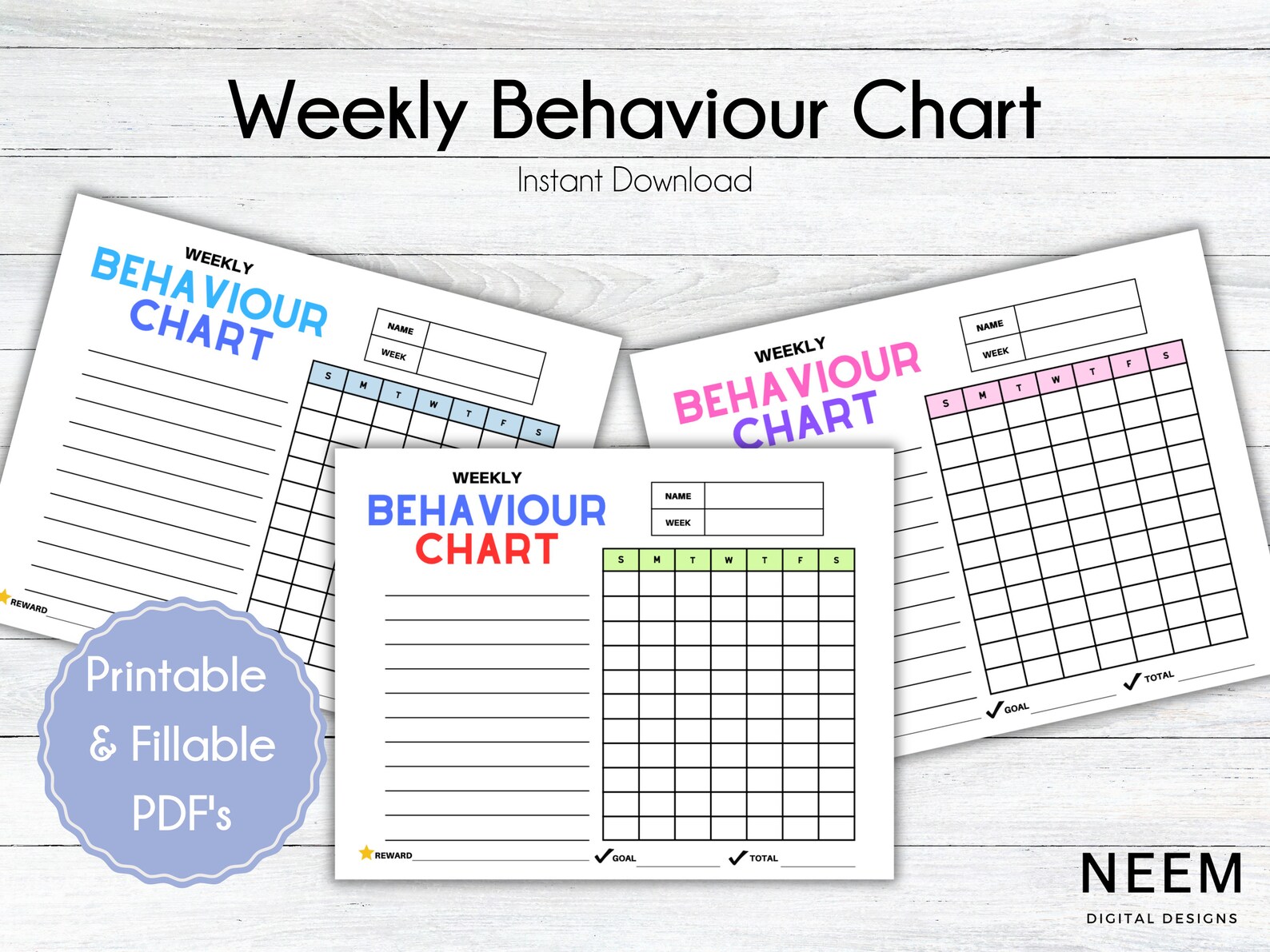 Weekly Behaviour Chart for Kids | Behaviour Tracker | Behaviour Reward ...