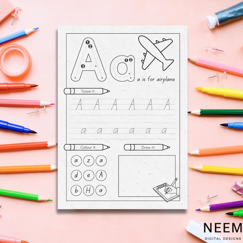 26 Alphabet Worksheets Bundle | Colouring, Tracing and Writing Practice ...