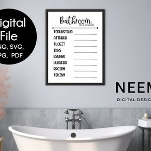 Bathroom Word Scramble | Printable Word Scramble | Wall Decor Art ...