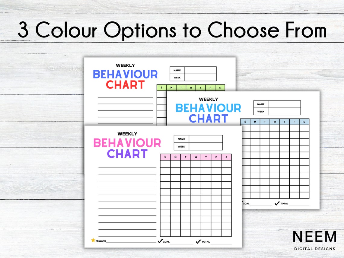 Weekly Behaviour Chart for Kids | Behaviour Tracker | Behaviour Reward ...