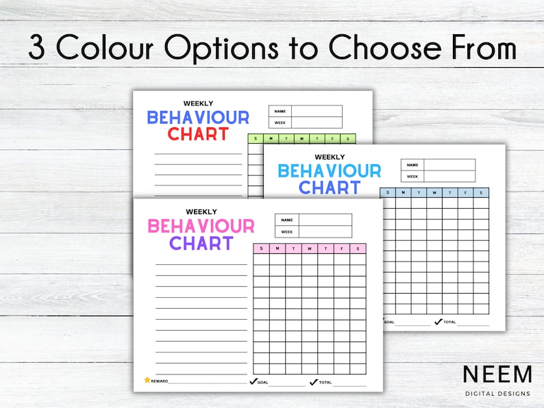 Weekly Behaviour Chart for Kids | Behaviour Tracker | Behaviour Reward ...