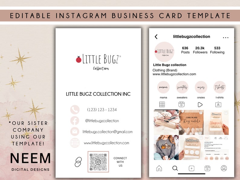 Business Card Template Instagram Business Card Company - Etsy