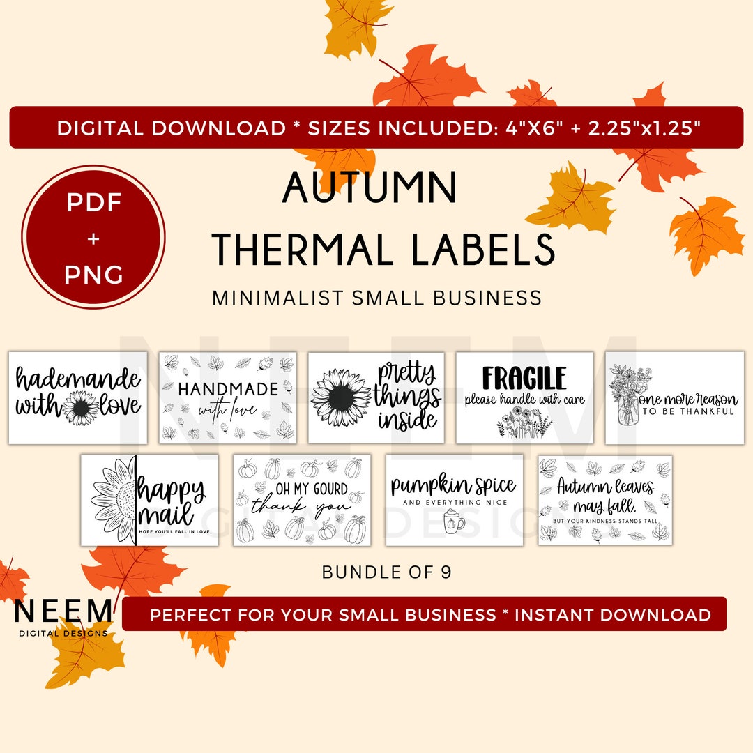 Minimalist Autumn Thermal Labels,thermal Labels Small Businesses,fall ...