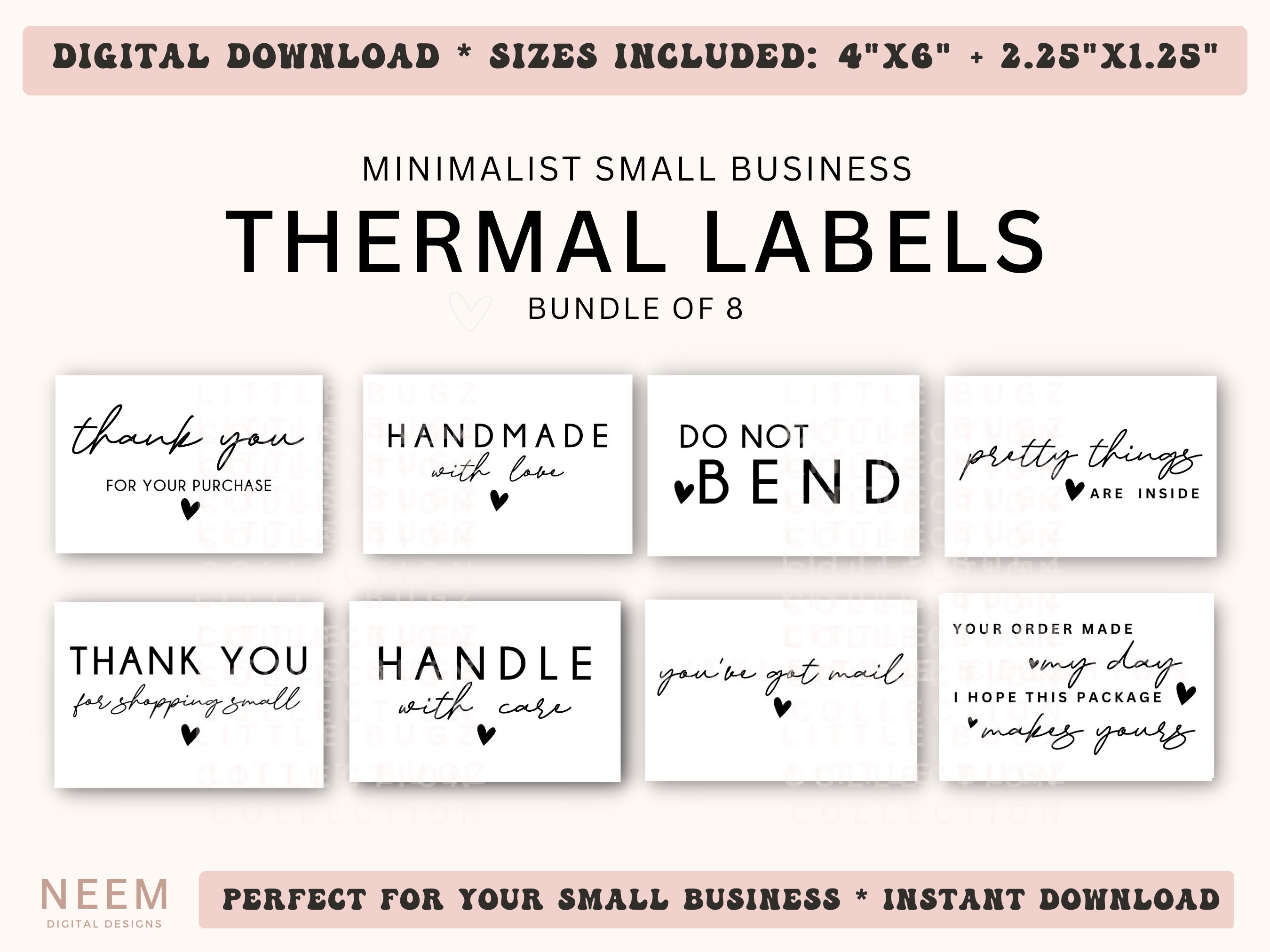 Minimalist Thermal Labels, Thermal Labels for Small Businesses, Cute ...