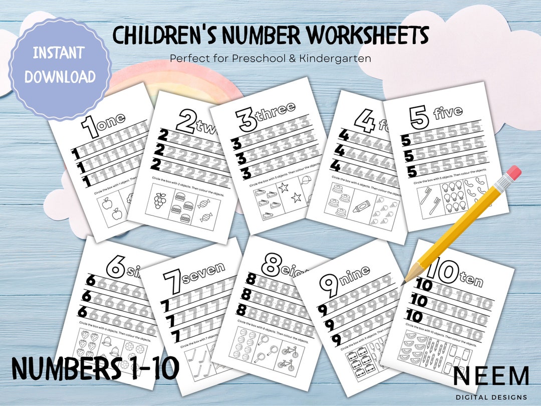 Number Worksheets for Children, Learning, Preschool & Kindergarten ...