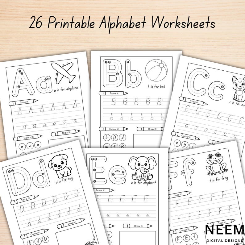 26 Alphabet Worksheets Bundle | Colouring, Tracing and Writing Practice ...