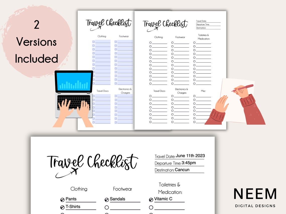 Travel Checklist, Packing Checklist, Travel Organizer, Packing Reminder ...