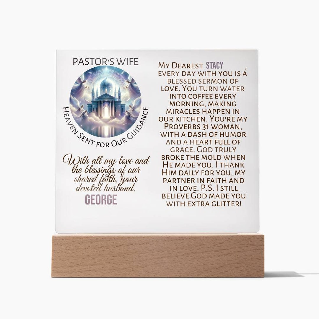 Pastors Wife Plaque Personalized Appreciation Gift, Pastor to Wife ...