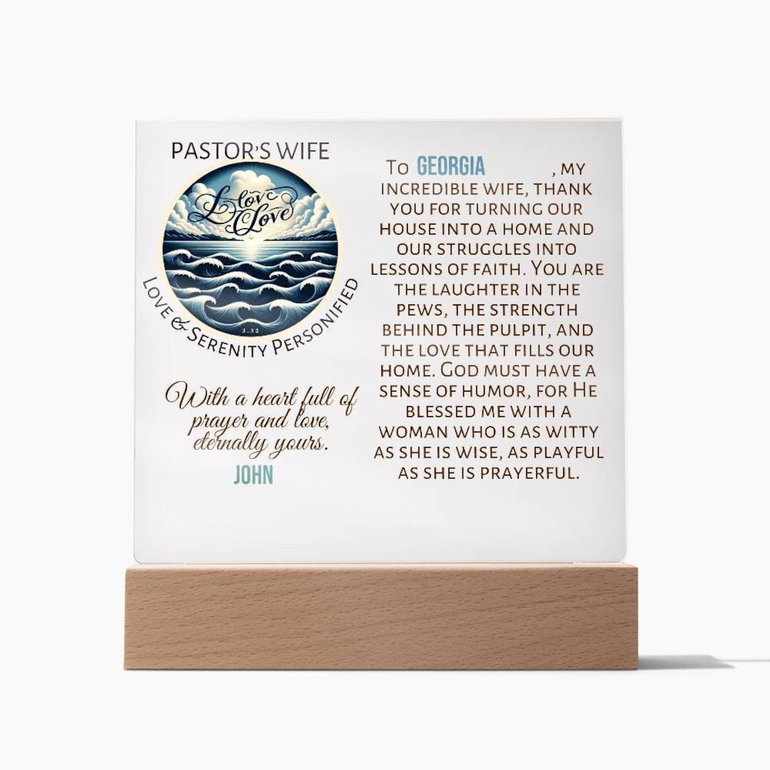 Pastors Wife Plaque Personalized Appreciation Gift, Pastor to Wife ...