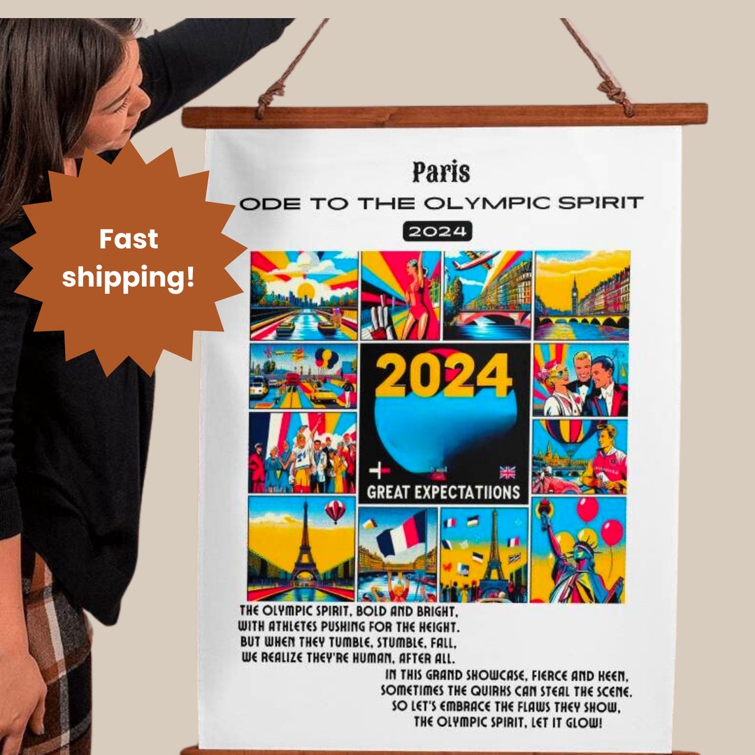 Commemorative 2024 Paris Sports World Games Comic Poem Tapestry Summer ...