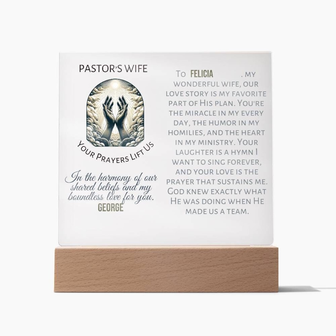 Pastors Wife Plaque Personalized Appreciation Gift, Pastor to Wife ...