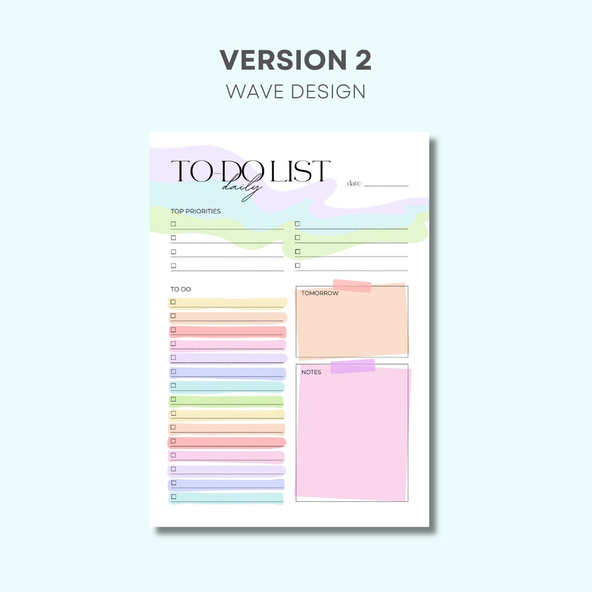 Daily to Do List Printable PDF, Pastel Colored to Do List Page, Flowers ...