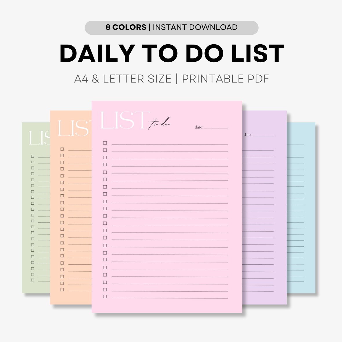 Colorful to Do List Printable PDF, Light Dark Mode to Do List Page ...