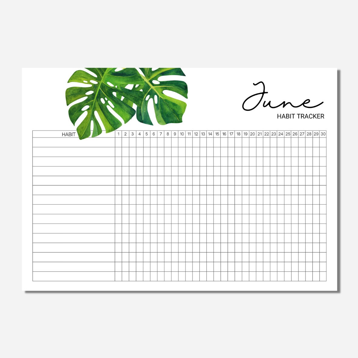 Habit Tracker Printable PDF, Botanical 12 Month Habit Tracker ...