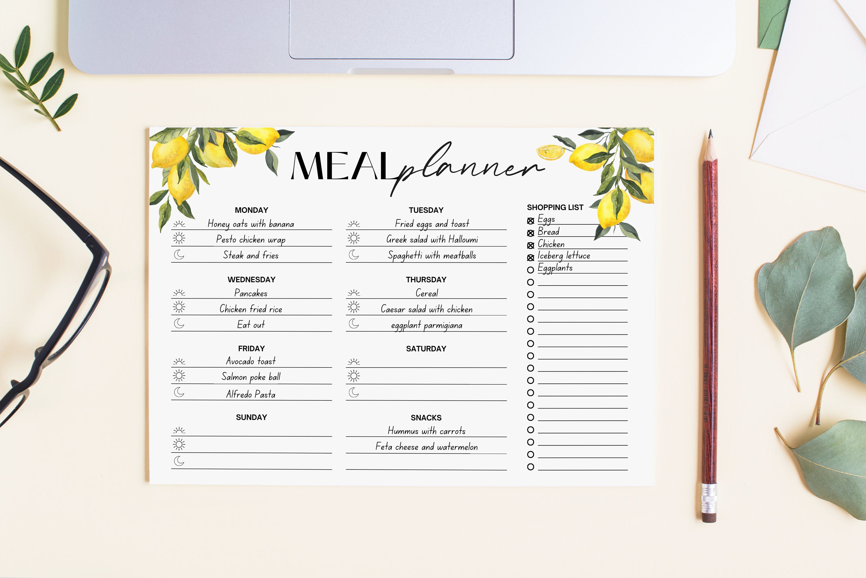 Printable Weekly Meal Planner Family Meal Plan Template - Etsy