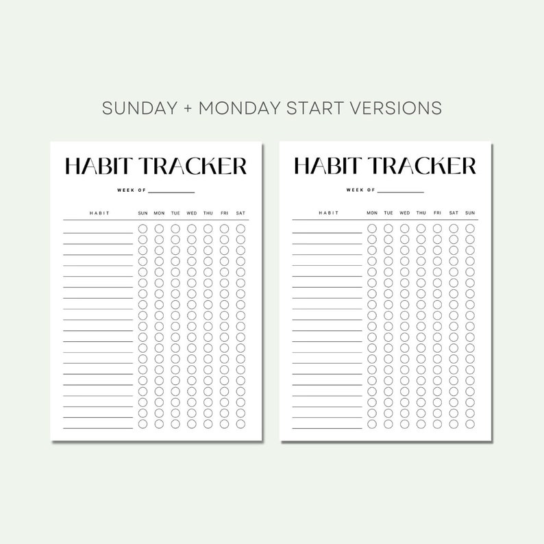 Printable Weekly Habit Tracker, Minimalist Design Routine Tracker Template, Instant Download 7 ...