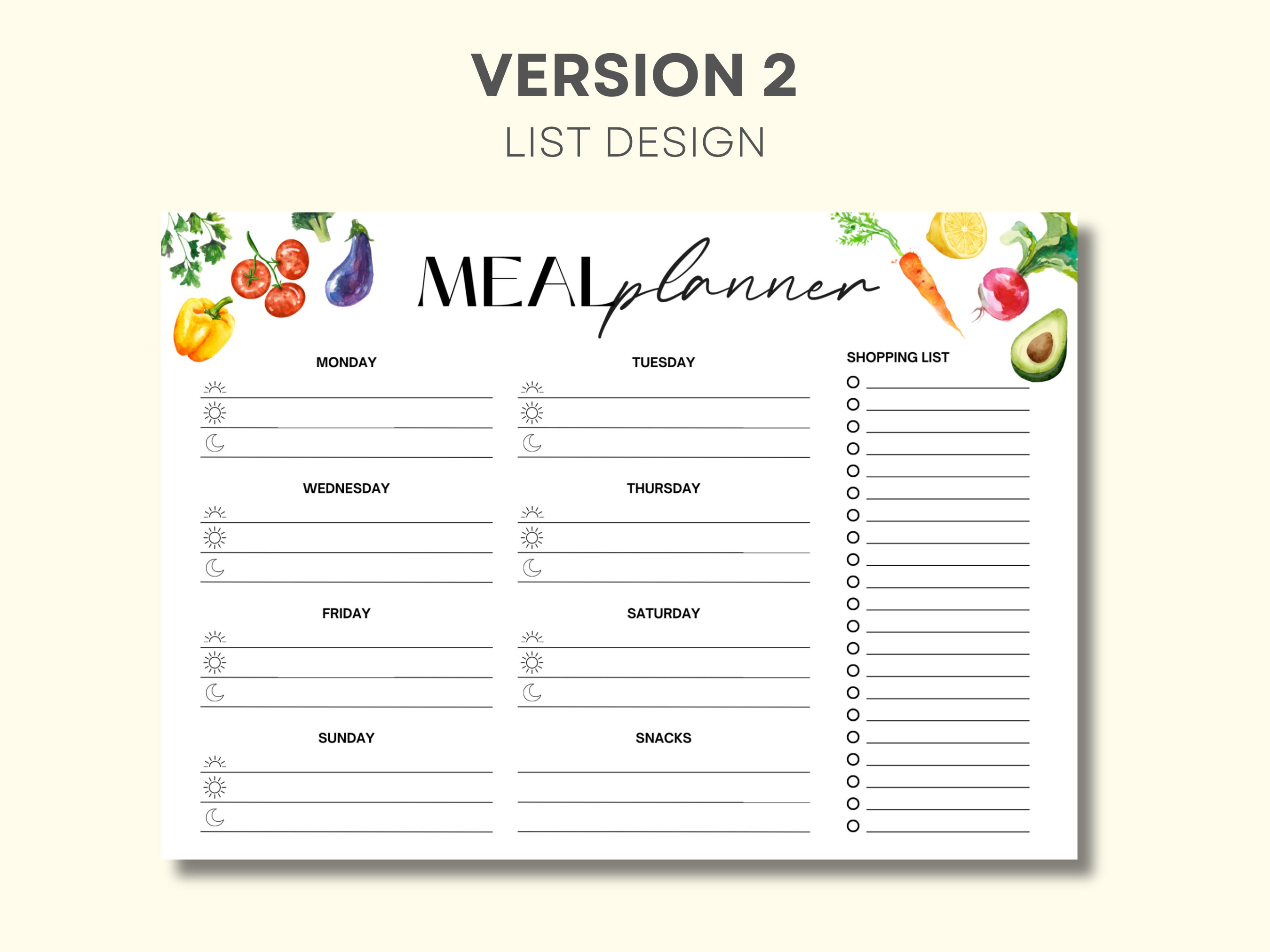Printable Weekly Meal Planner Family Meal Plan Template - Etsy