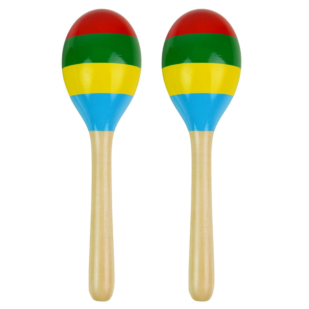 Multicoloured Wooden Maracas Rainbow Colours for Adults, Children ...