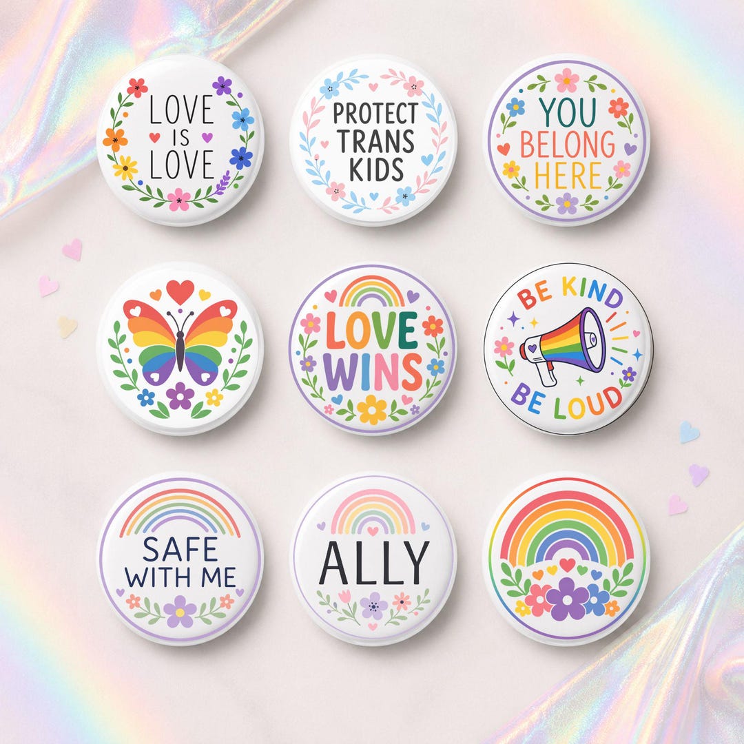 Pride Button LGBTQ Ally Gift Safe Space Pin Love is Love Badge ...