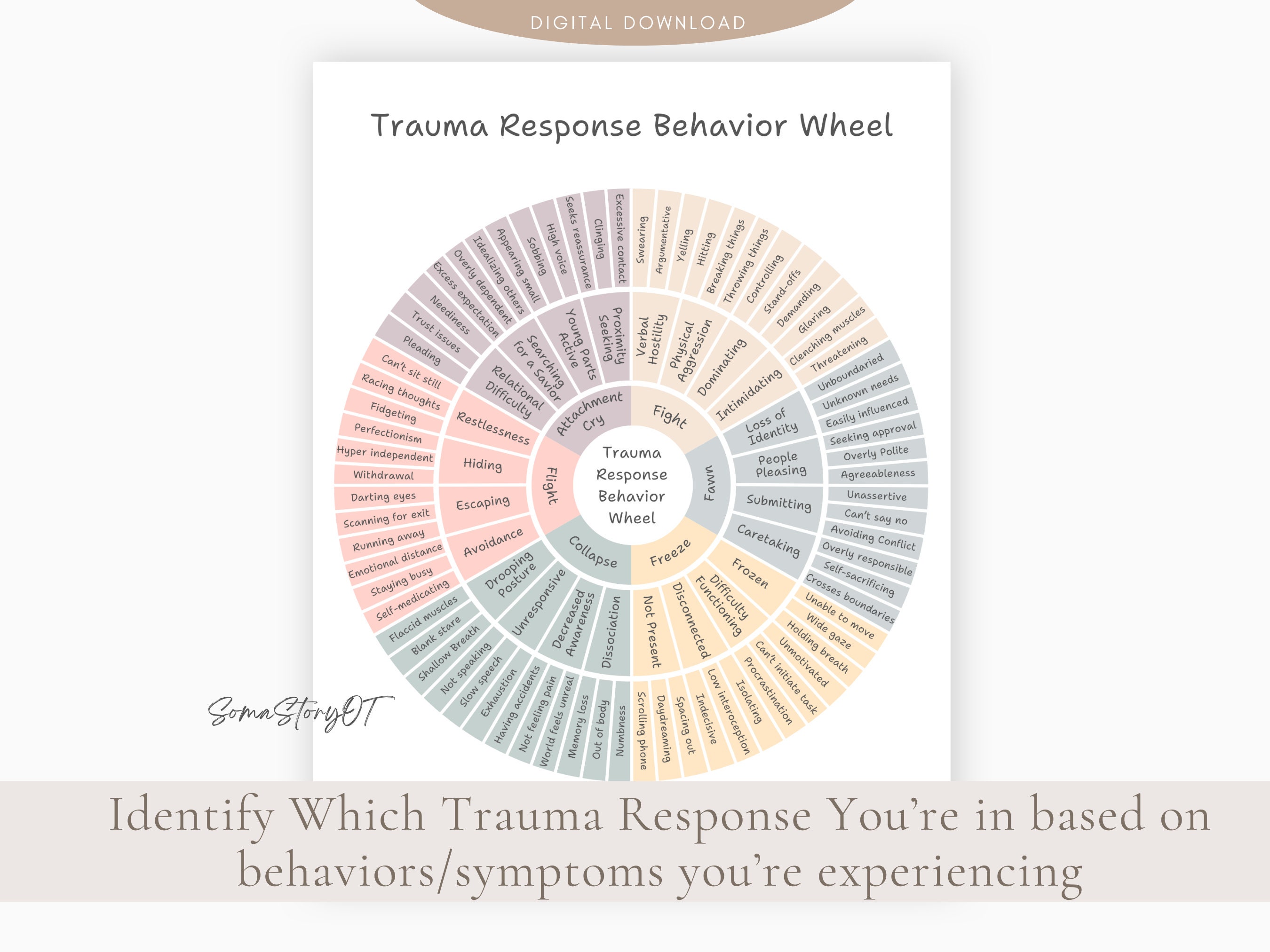 Emotion Wheel, Feelings Wheel, Trauma Response and Behavior Wheel ...
