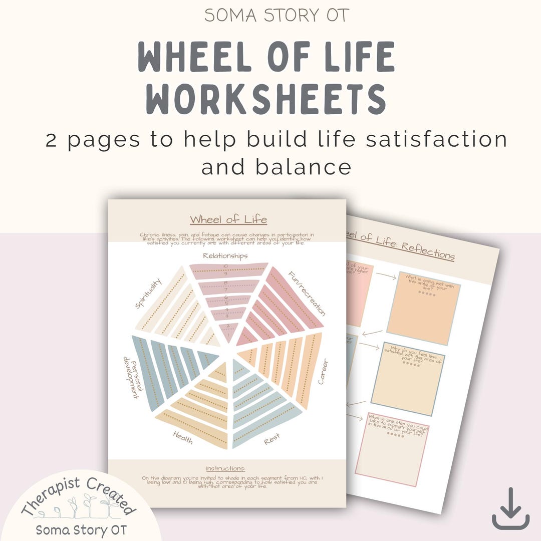 Occupational Therapy Wheel of Life Worksheet, Chronic Illness Worksheet ...