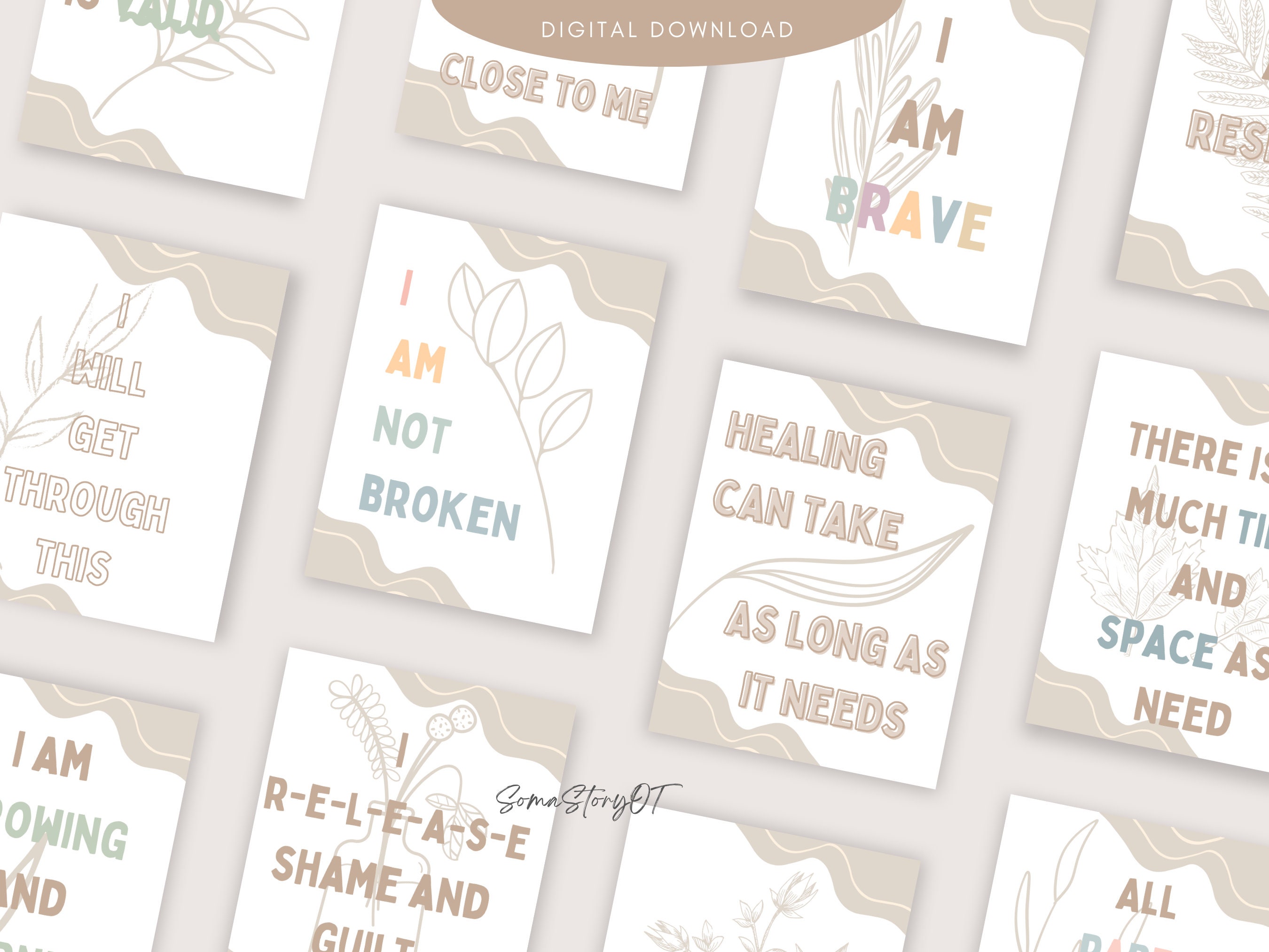 Trauma Recover Affirmation Cards, Trauma Coping Statement Cards ...