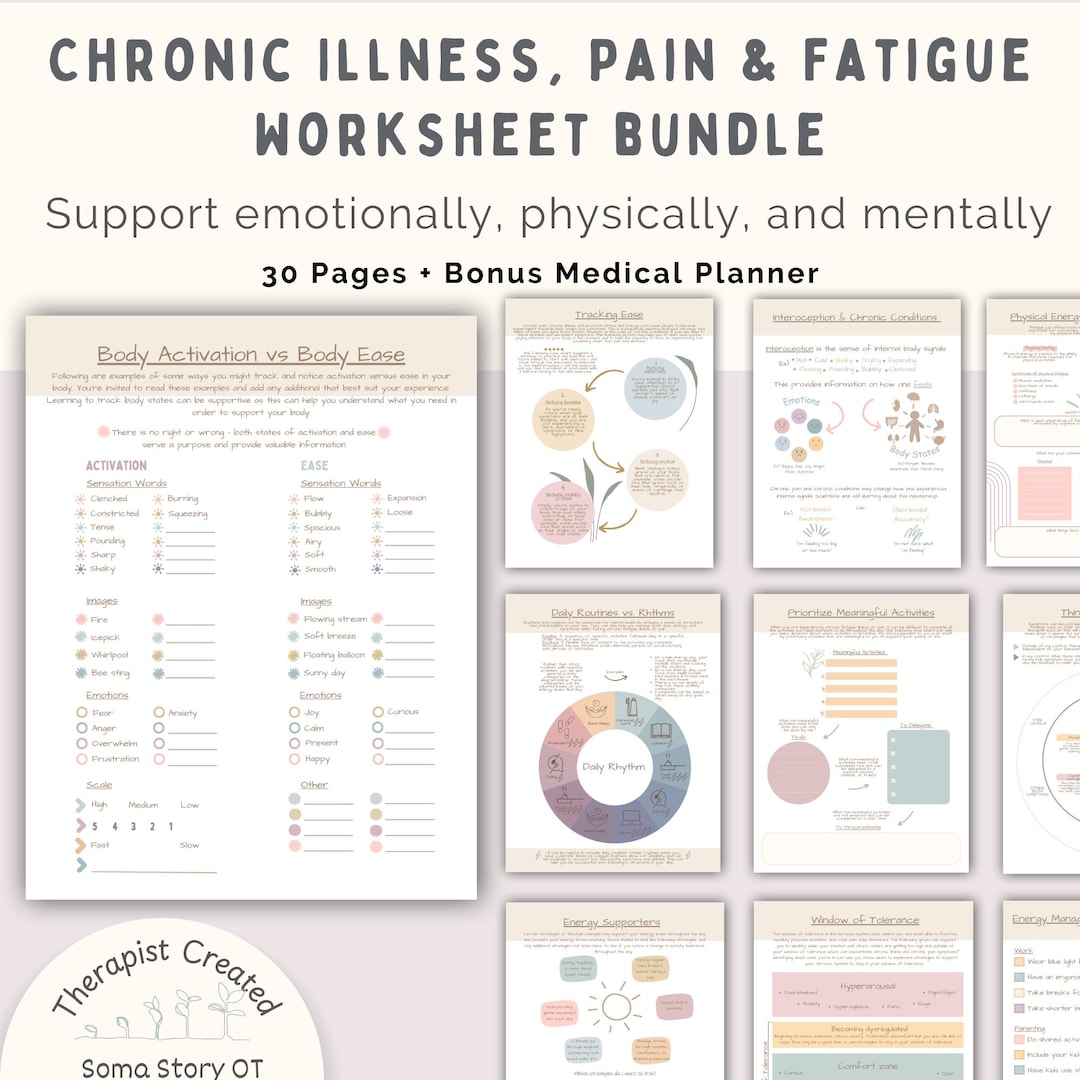 Chronic Illness Worksheets Bundle; Somatic Therapy & Medical Planner ...