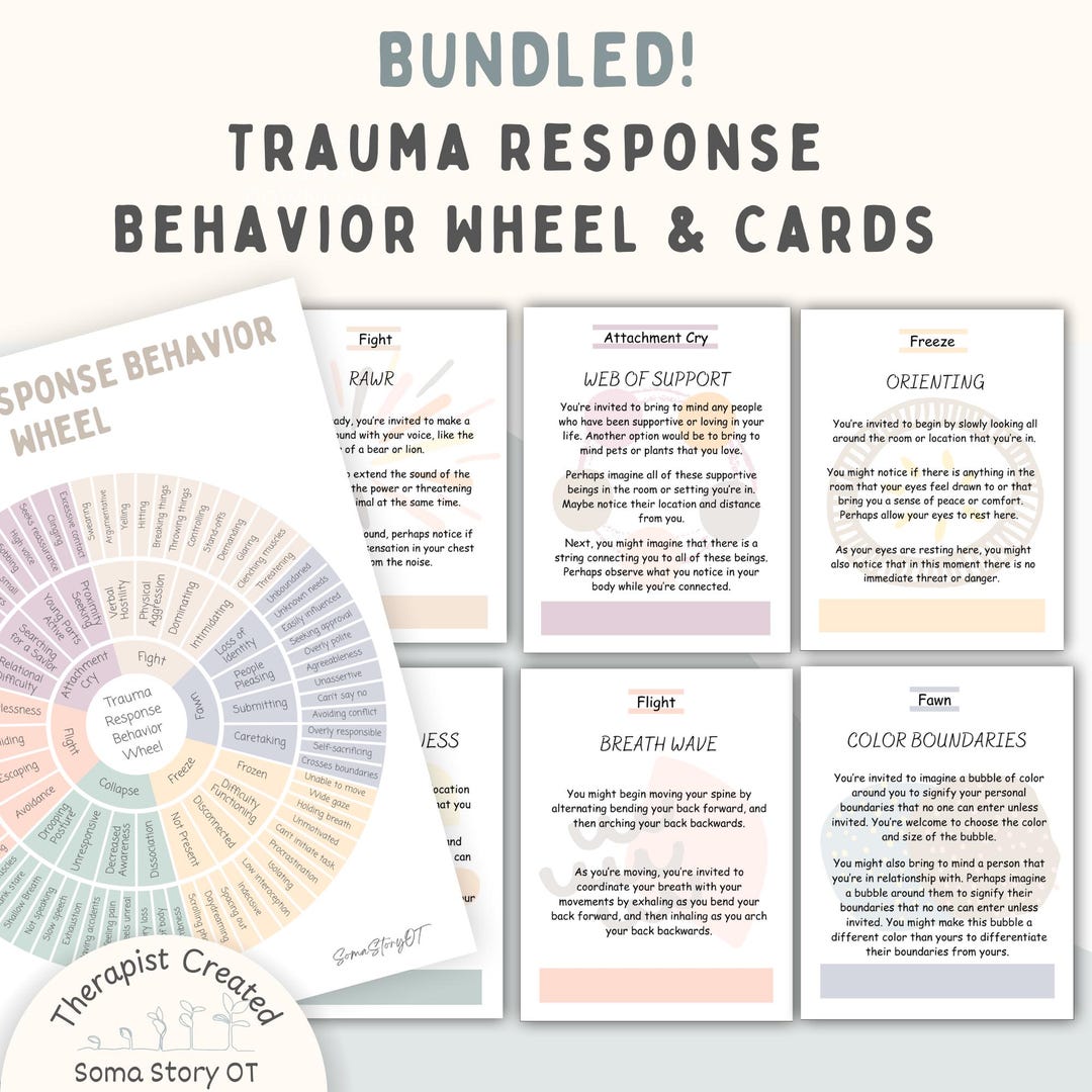 Trauma Response Behavior Wheel & Somatic Exercise Cards BUNDLED ...