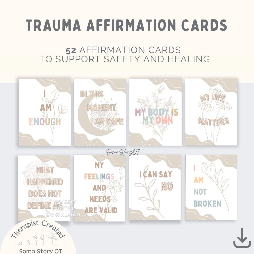 Trauma Affirmation Cards, Trauma Coping Statement Cards, Positive ...