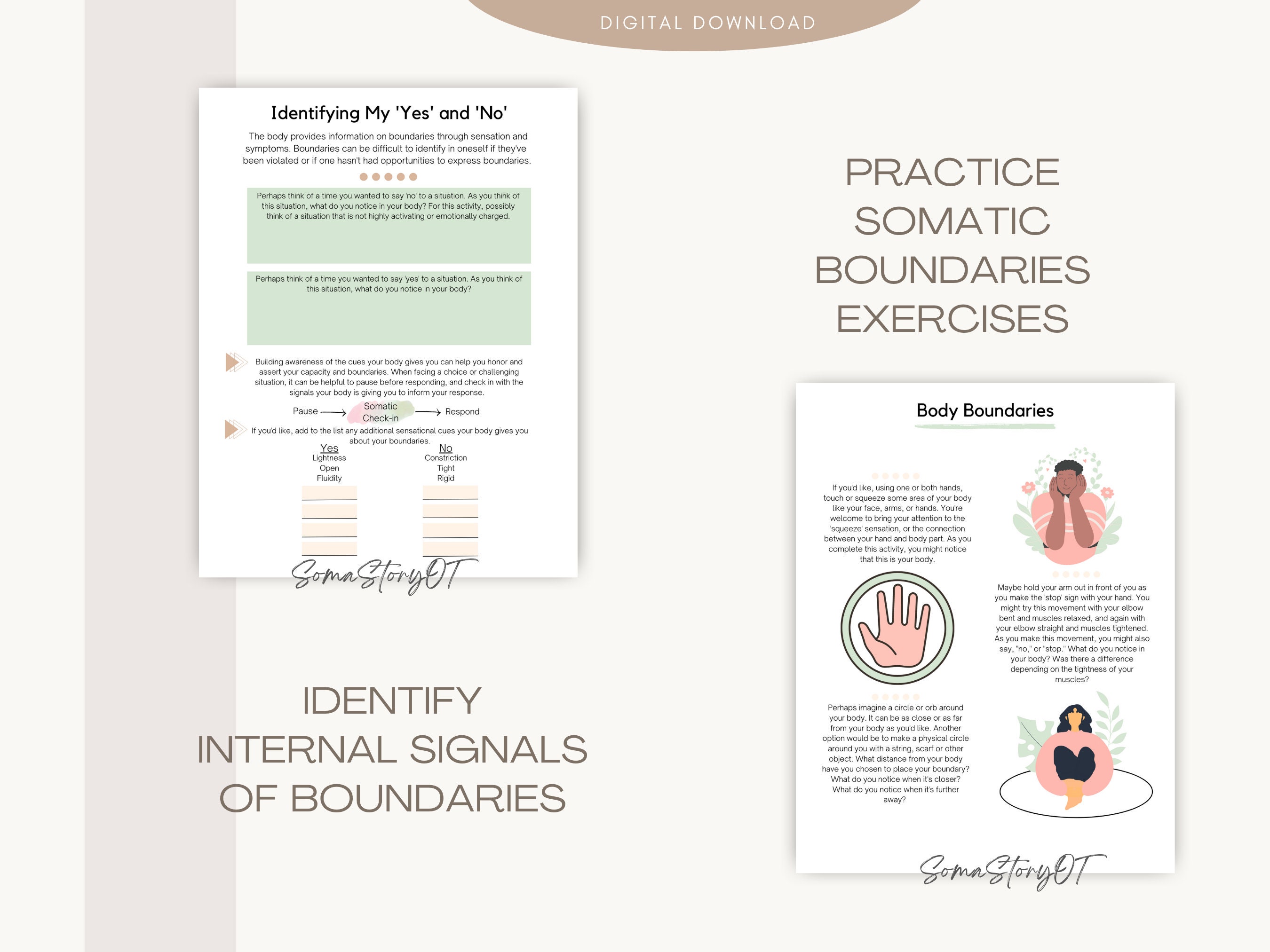 Somatic Therapy Worksheet Boundaries Trauma - Etsy