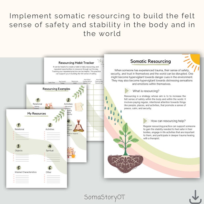 Somatic Therapy Worksheets Bundle: Trauma, Stress, Nervous System (PDF ...