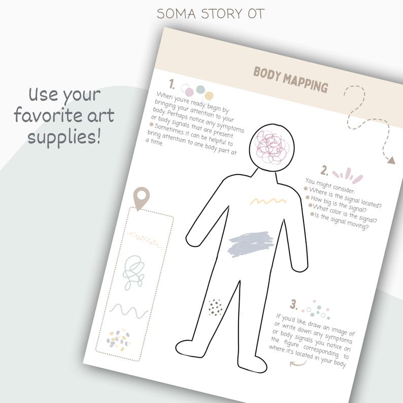 Somatic Therapy Body Mapping Worksheet: Interoceptive Awareness (PDF ...