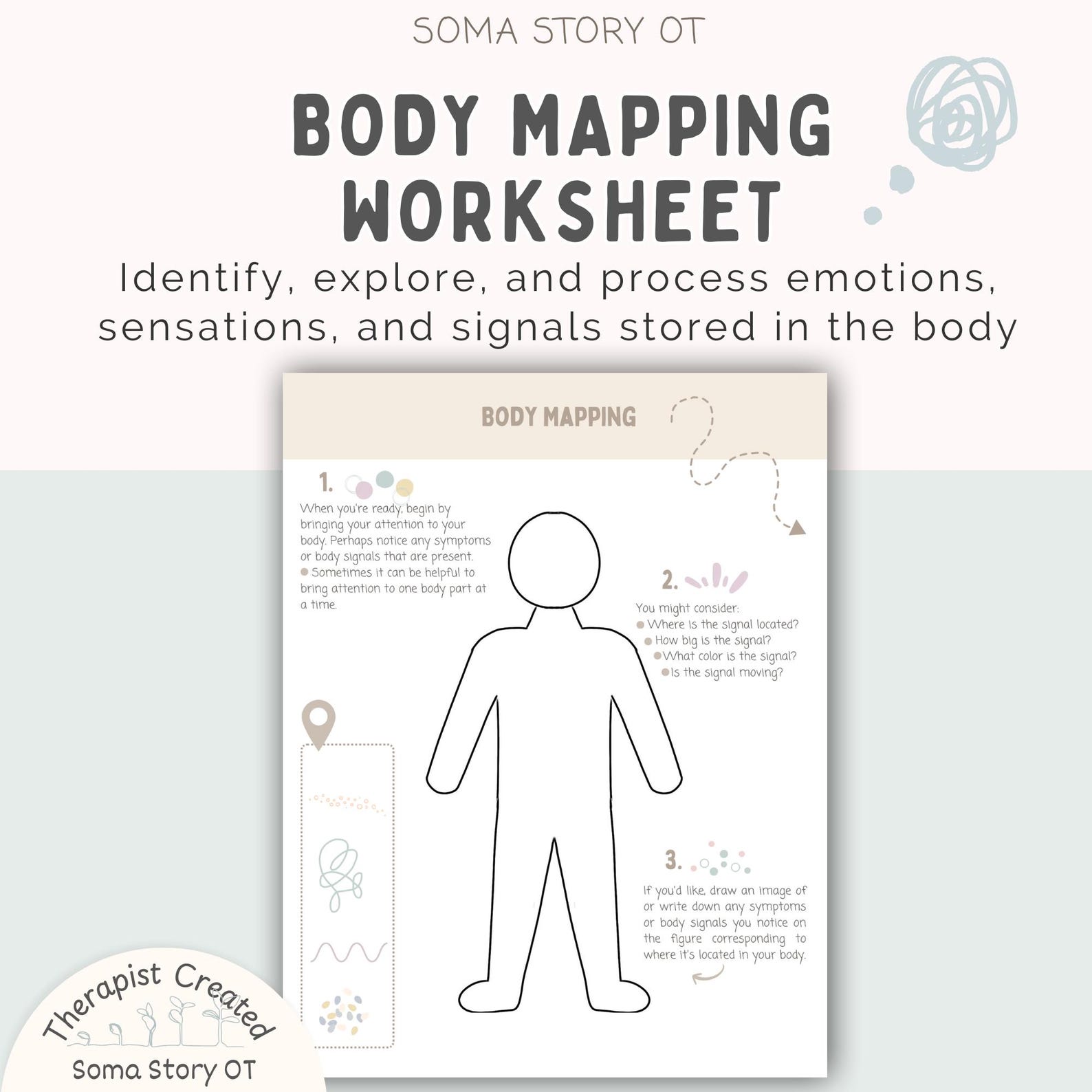 Somatic Therapy Body Mapping Worksheet: Interoceptive Awareness (PDF ...