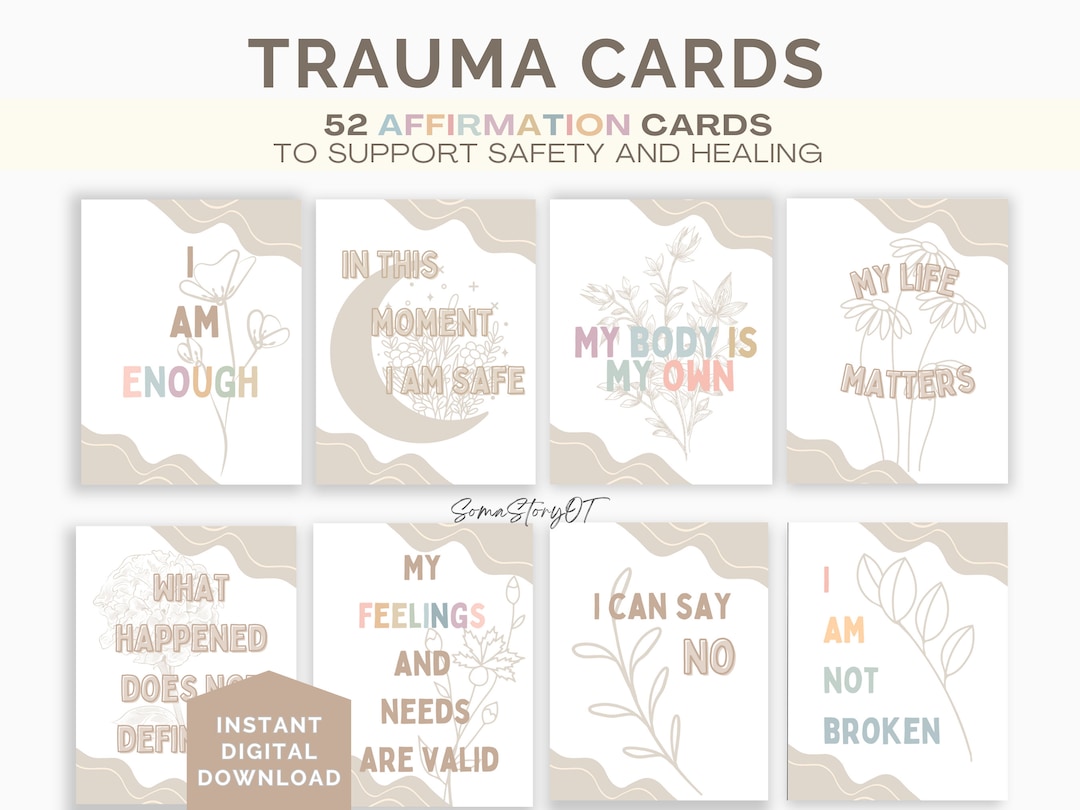 Trauma Recover Affirmation Cards, Trauma Coping Statement Cards ...