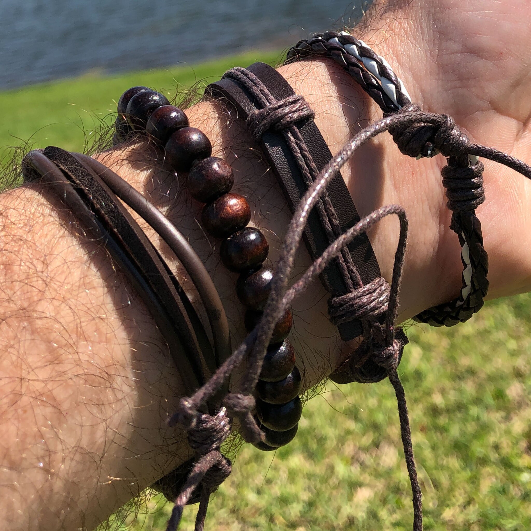 4 Piece Stacking Adjustable Brown Leather Bracelet Set Free - Etsy