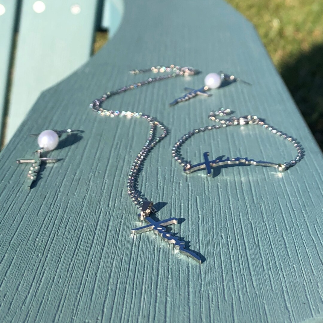 Silver Faith Jewelry Set, Faith Necklace, Faith Bracelet, Faith ...