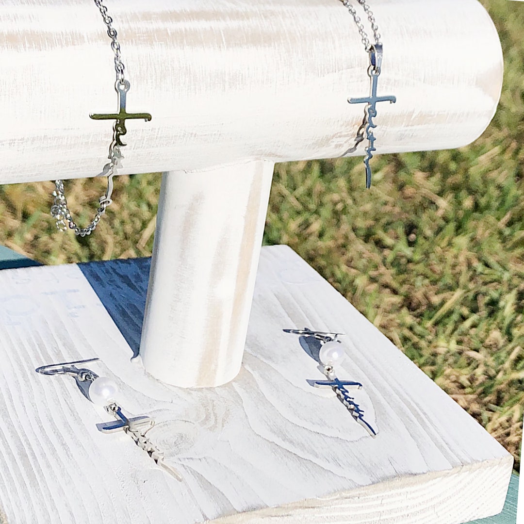 4 Pc Silver Faith Jewelry Set, Faith Necklace, Faith Bracelet, Faith ...