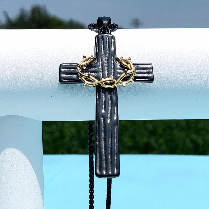Cross and Crown Necklace - Etsy