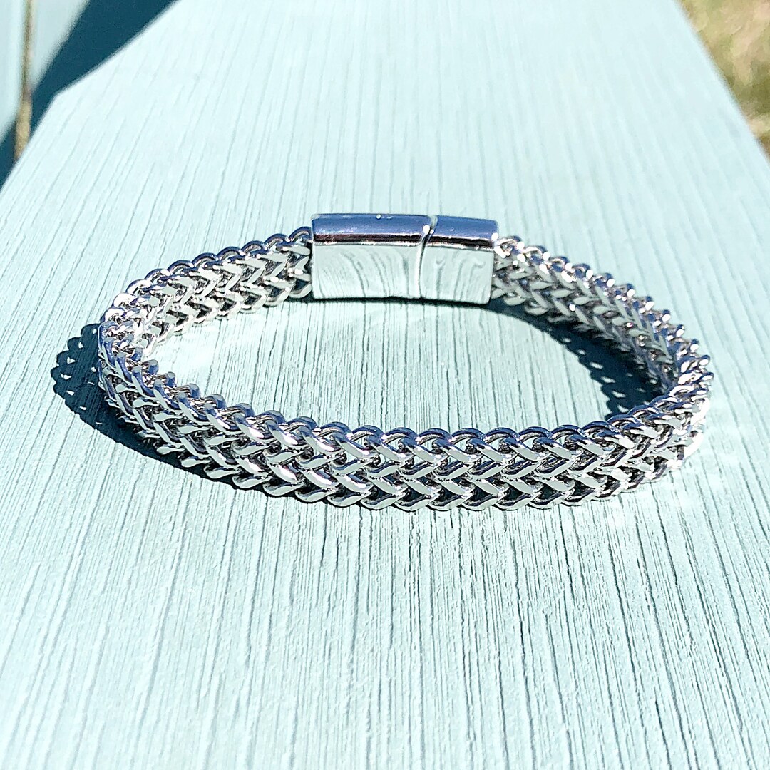 Double Dragon Bone Magnetic Clasp Chain Bracelet, Stainless Steel ...