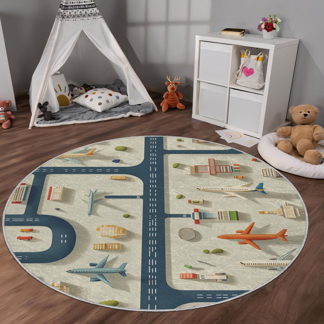 Airport Playmat Rug: Non-slip Aviation Nursery Carpet - Etsy