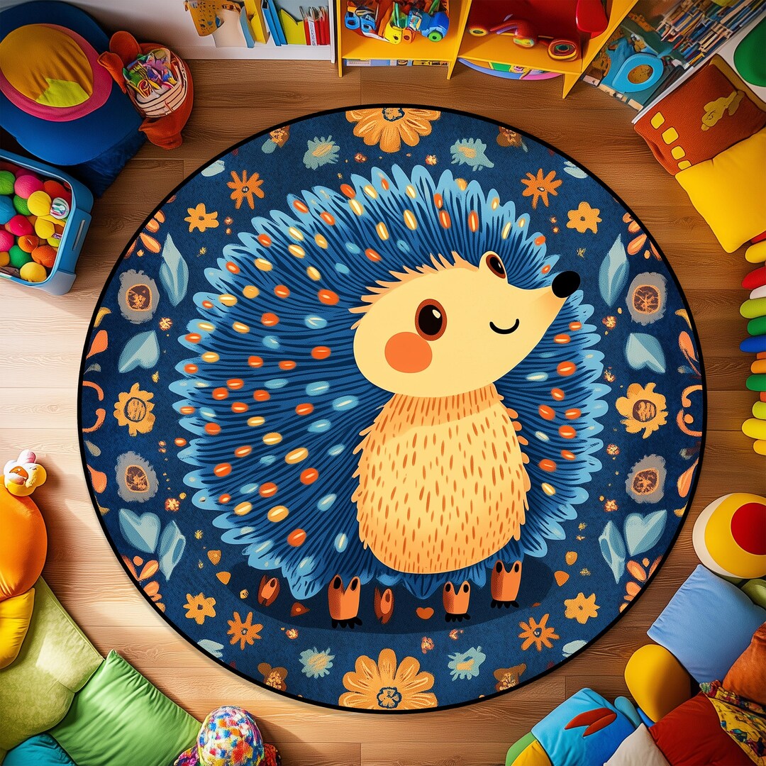 Adorable Hedgehog Rug for Kids Room Soft, Non-slip, Animal-themed ...